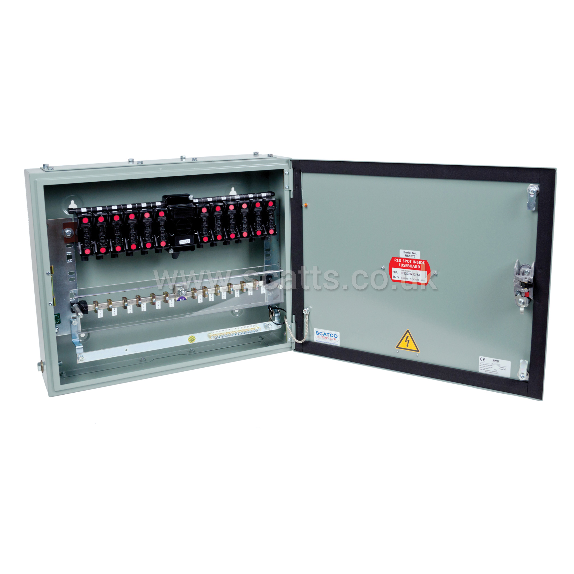 RS20SN12/SJ | RED SPOT INSIDE | STANDARD 20A REDSPOT 12WAY SPN D.B.