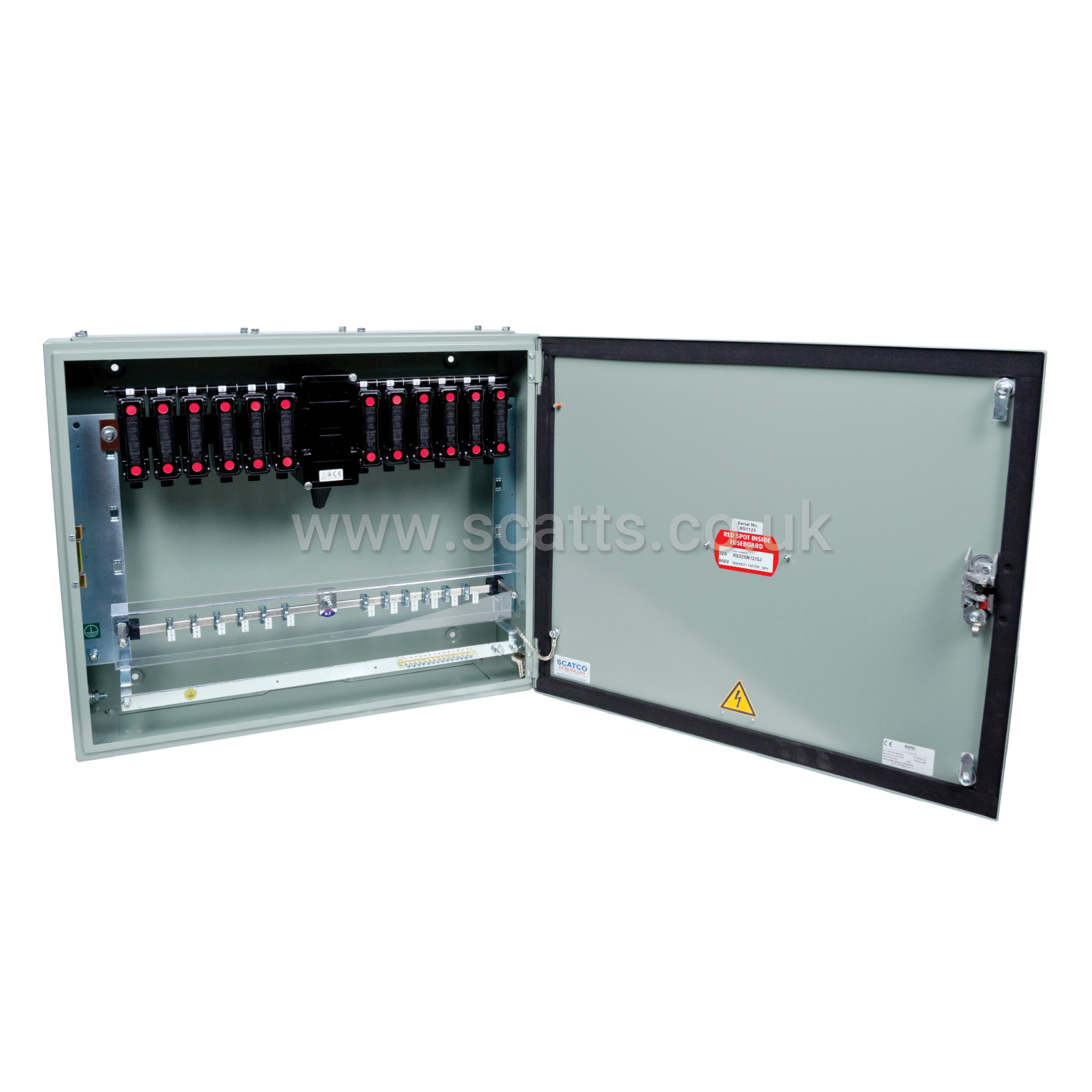 RS32SN12/SJ | RED SPOT INSIDE | STANDARD 32A REDSPOT 12WAY SPN D.B.