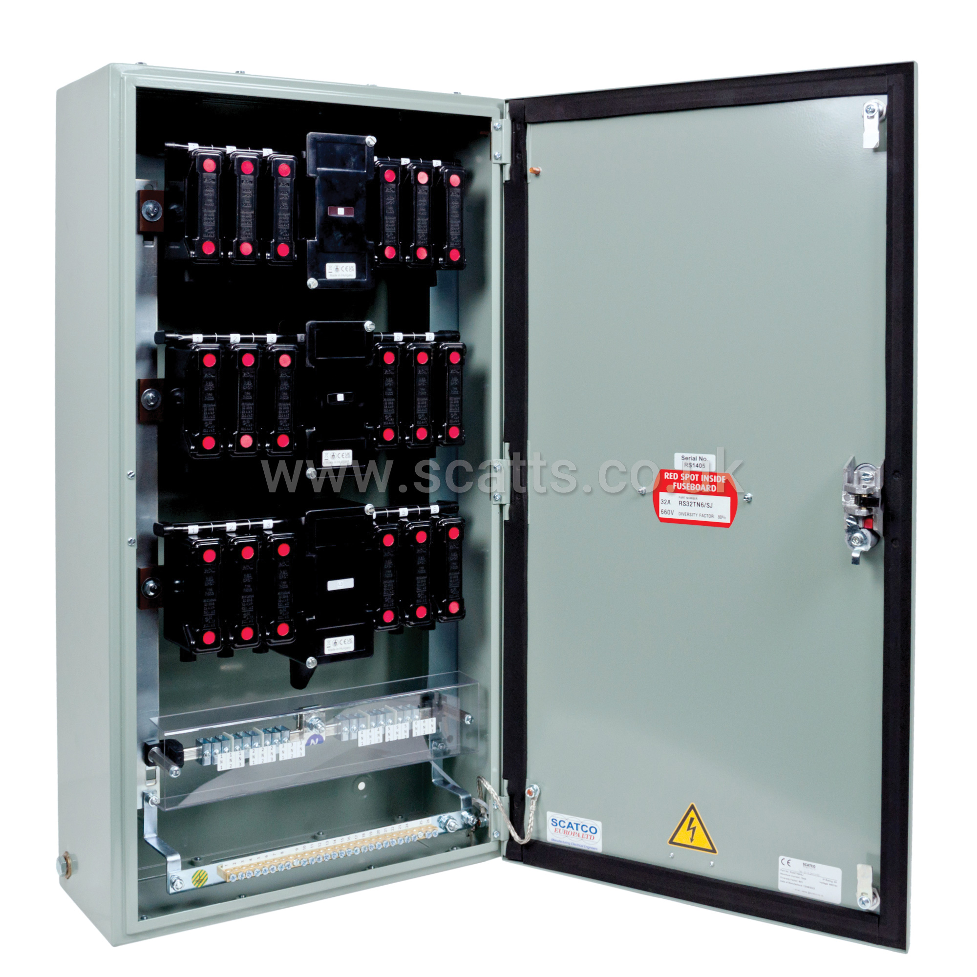 RS32TN6/SJ | RED SPOT INSIDE | STANDARD 32A REDSPOT 6WAY TP D.B.