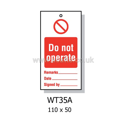 WT35A/PK10 | CASTELL ISOLOK | 140X80 DO NOT OPERATE TAG (PACK OF 10)