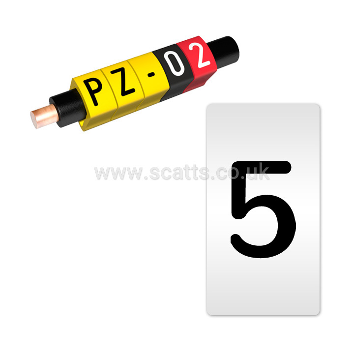 PZ1/NO.5-BW/BOX | PARTEX | PZ-10003AV90.5 | CABLE MARKER NO.5 B/W (1000 BOX
