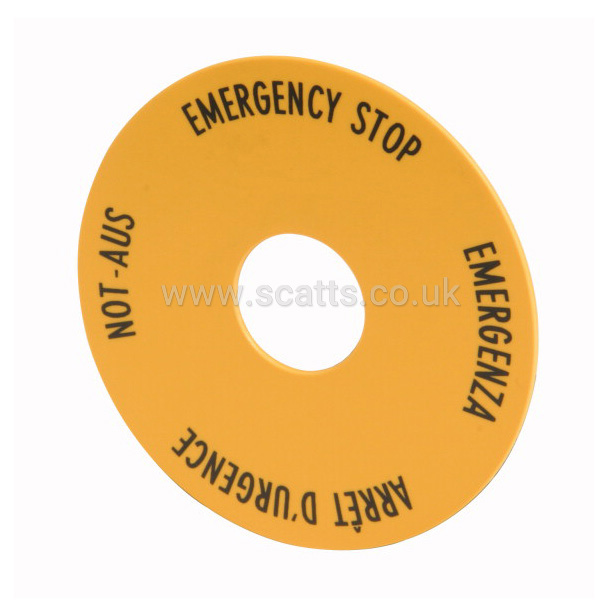 M22-XBK1 | EATON MOELLER ELECTRIC | 216483 | 60MM DIA. E/STOP LEGEND