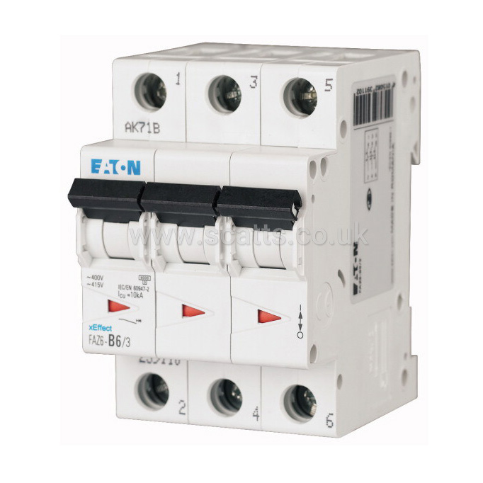 FAZ6-C4/3 | EATON MOELLER ELECTRIC | 239132 | 6/10KA TP MCB 4AMP TYPE C