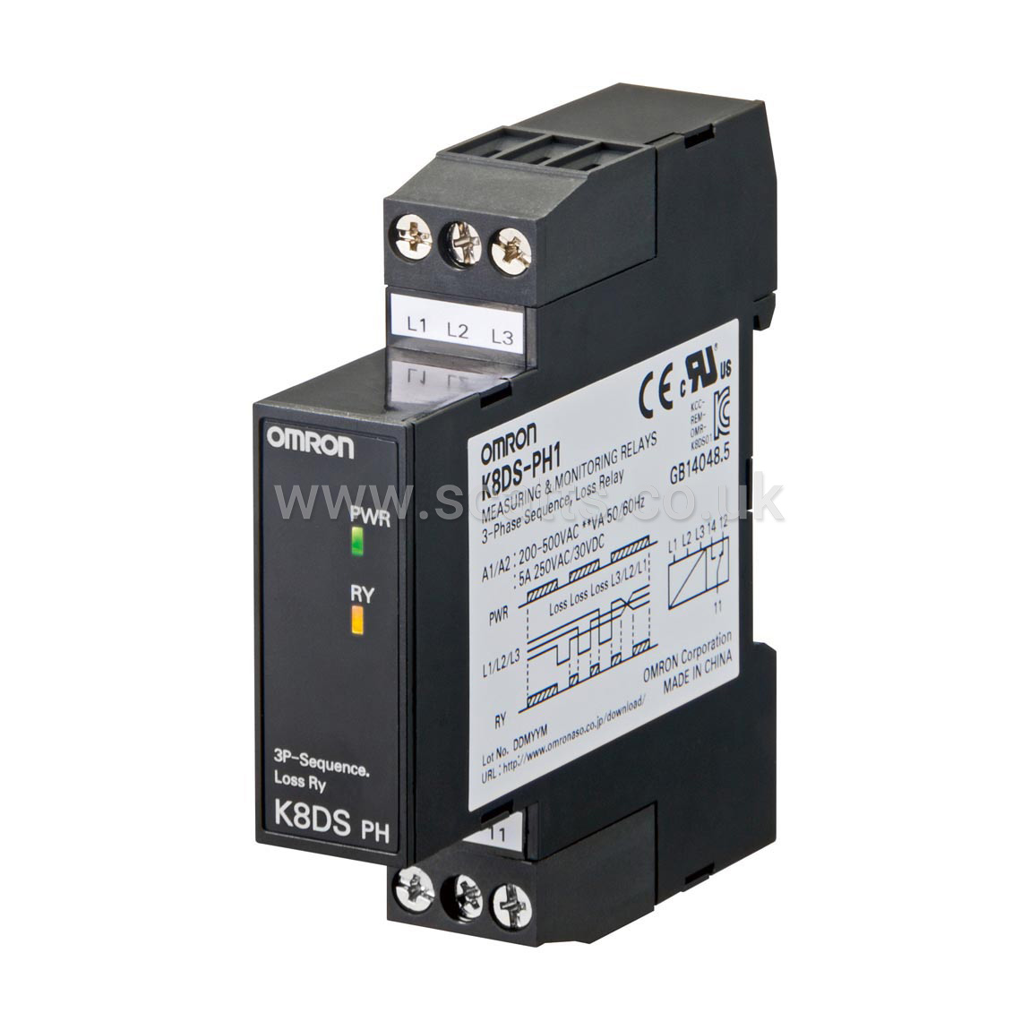K8DS-PH1 | OMRON | 378191 / K8DS0001B | 3PH PH.SEQ/LOSS RELAY 200-480V