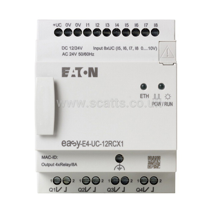 EASY-E4-UC-12RCX1 | EATON MOELLER ELECTRIC | 197212 | EASYE4 (BLANK) 24V AC DC 8DI/4RO