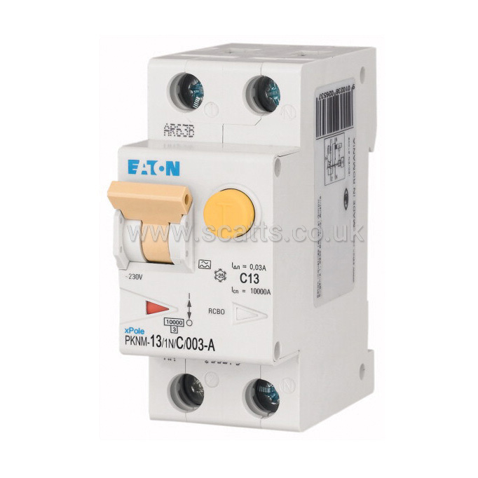 PKNM-13/1N/C0.03-A | EATON MOELLER ELECTRIC | 236145 | SP + N COMBINED TYPE C RCBO 30MA 13A ...