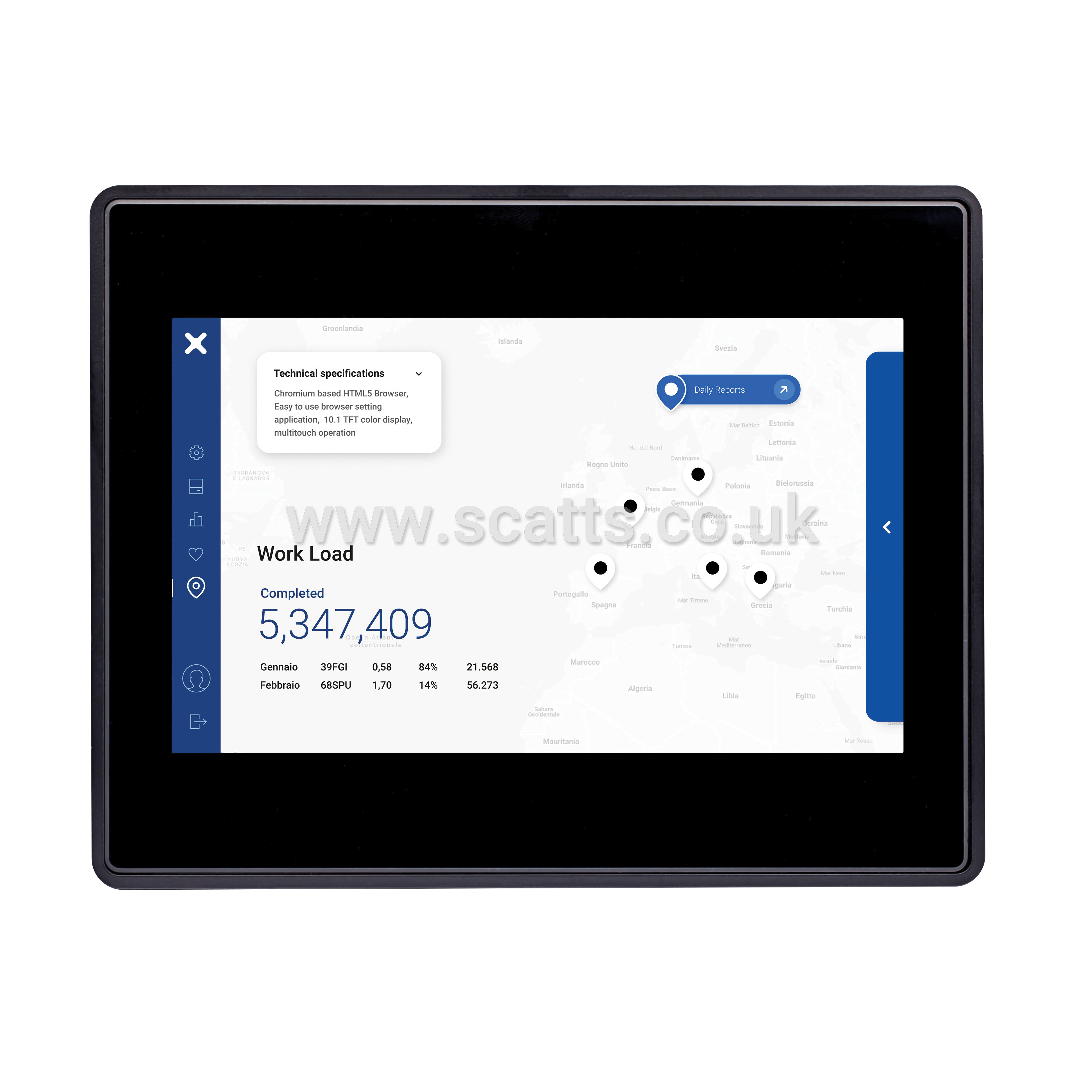 EX707M-U5PW | EXOR INTERNATIONAL | +EX707MU5PW | 7" PCAP HTML5 BROWSER ...